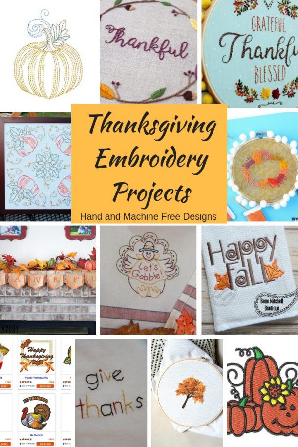 Thanksgiving Embroidery Projects with Free Designs{hand and machine ...
