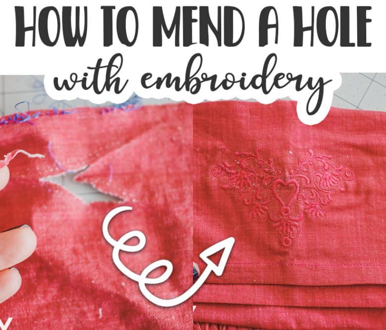 How to mend a hole in fabric with embroidery - Life Sew Savory