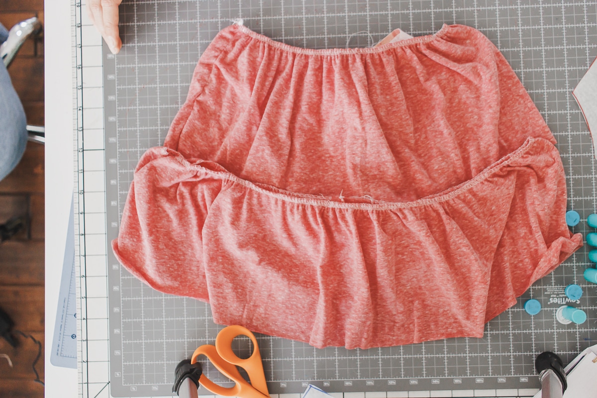 Tiered knit skirt with built in shorts tutorial - Life Sew Savory
